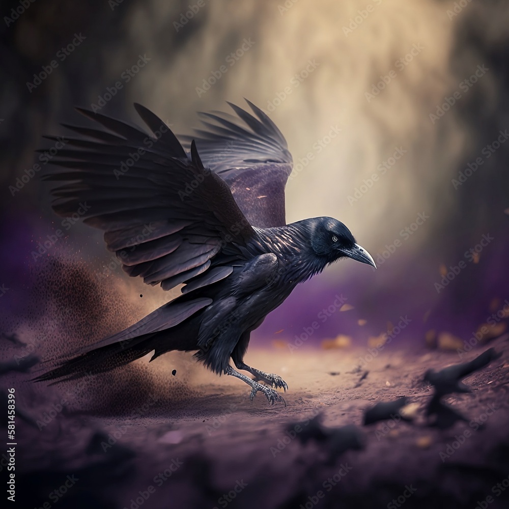 Mystic Raven Art, realistic Ai Art Stock Illustration | Adobe Stock