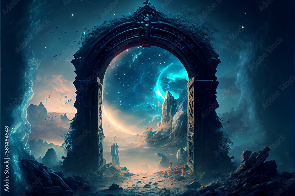 Time portal, travel through time, conceptual generative ai illustration ...