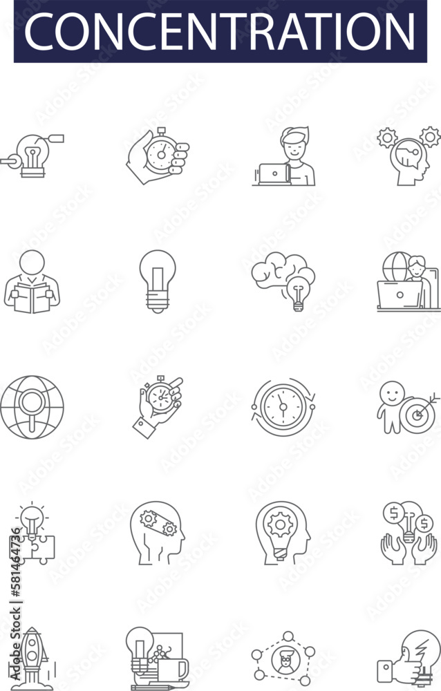 Vetor de Concentration line vector icons and signs. Attention ...