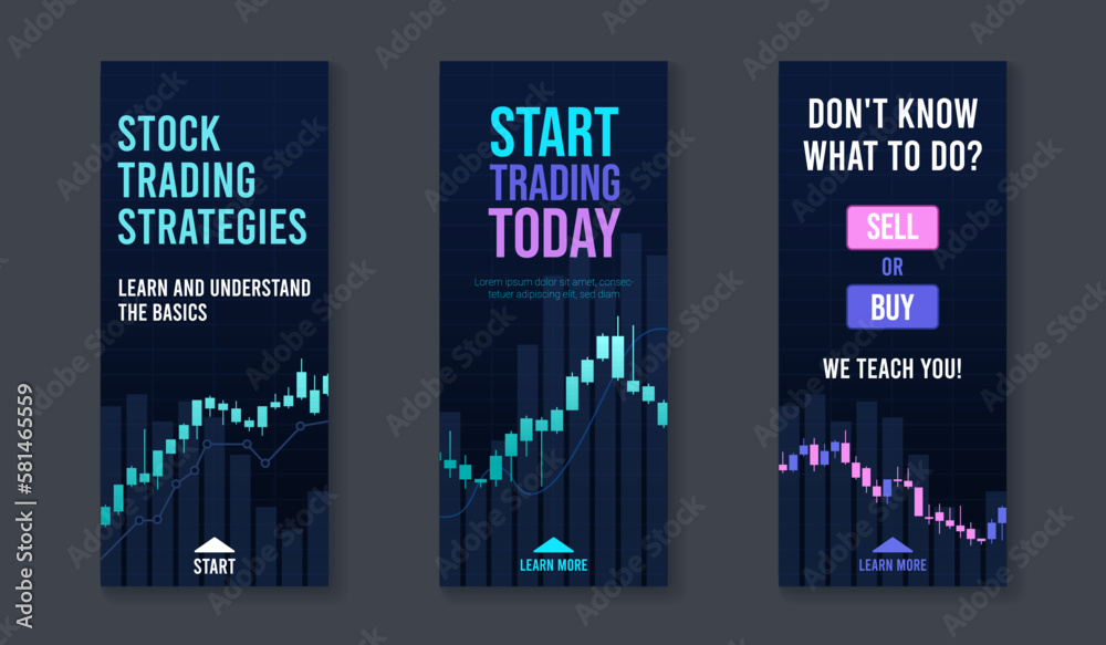Social media post set for trading schools and courses. Template design ...
