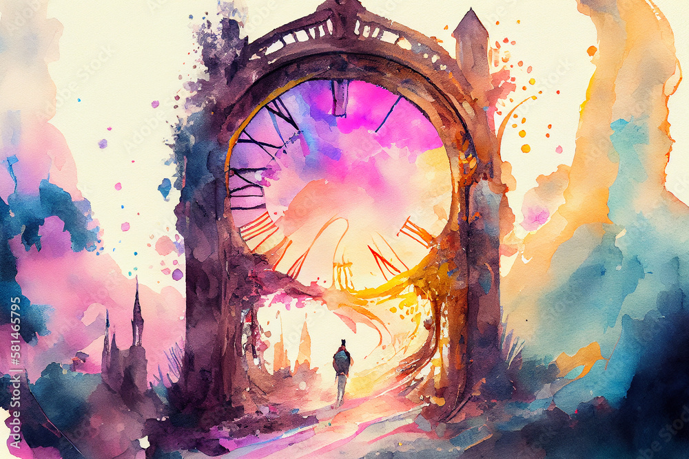 Time portal, travel through time, conceptual generative ai illustration ...