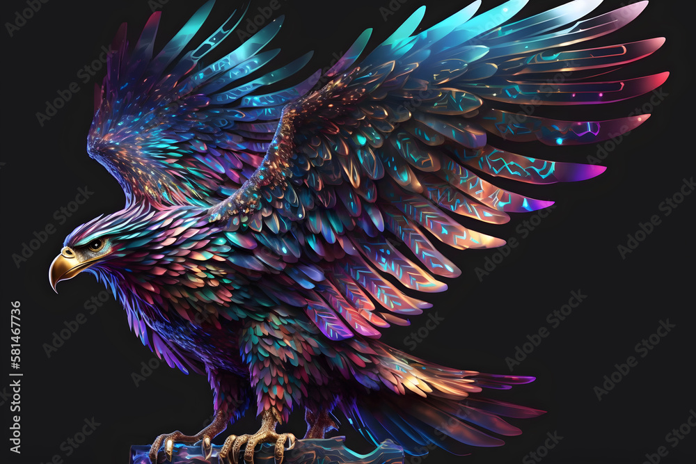 Majestic Eagle Soaring Fearlessly in the Dark, Reimagined by Industrial ...