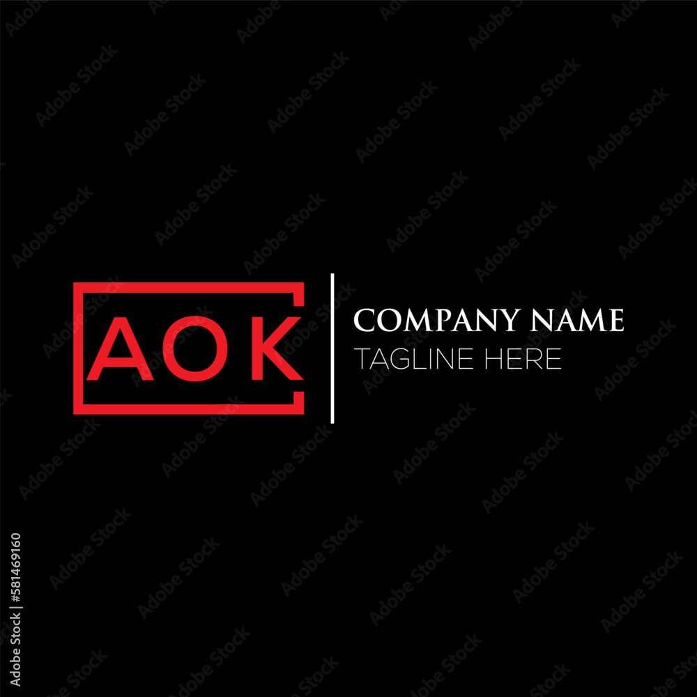 AOK letter logo design on black background. AOK creative initials ...