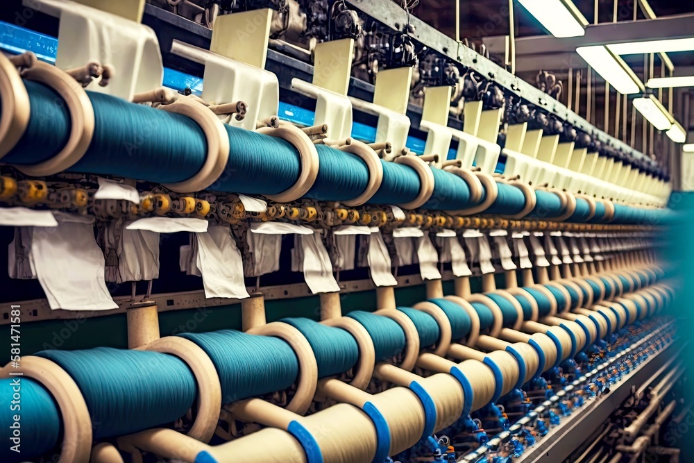 production of fabrics and clothing in weaving factory textile industry ...