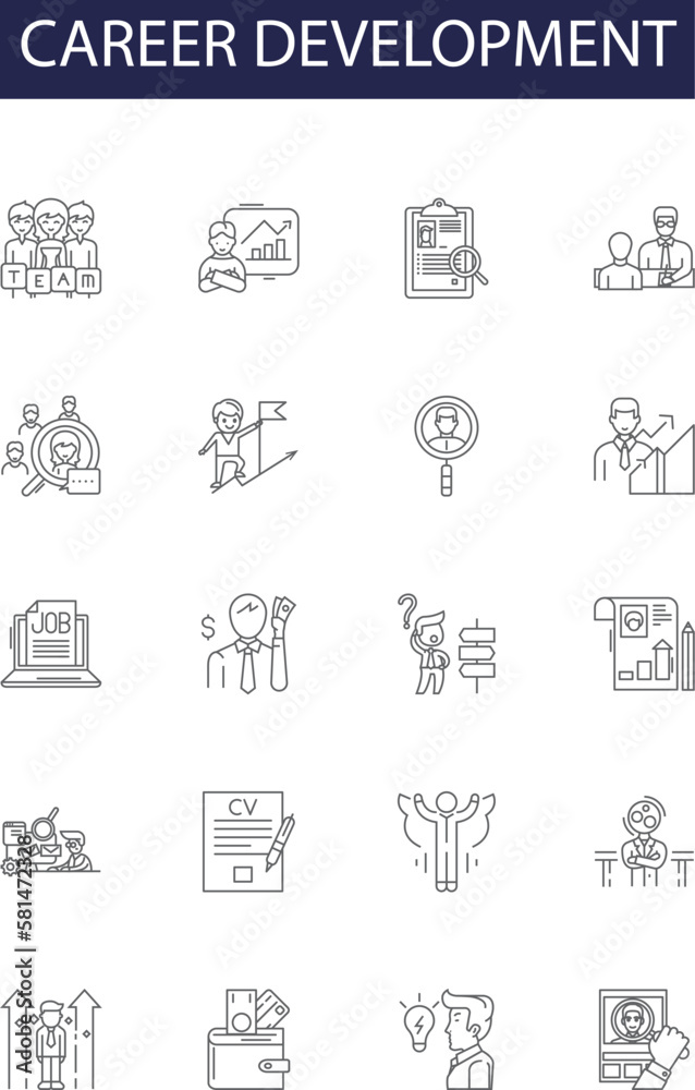 Career development line vector icons and signs. Development ...
