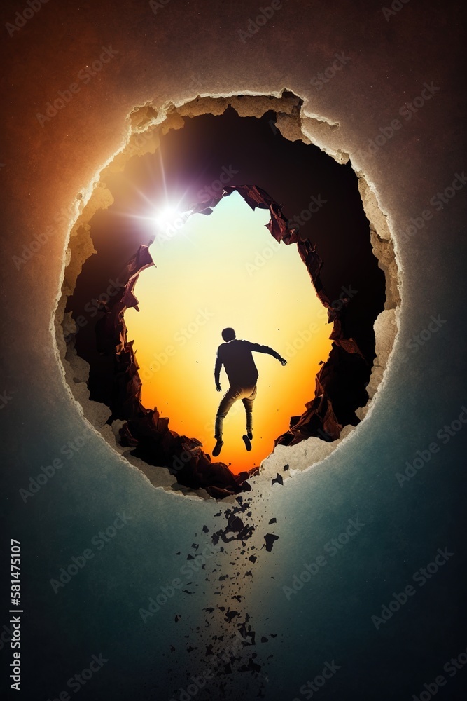 Falling into a hole representing depression and mental health problems ...
