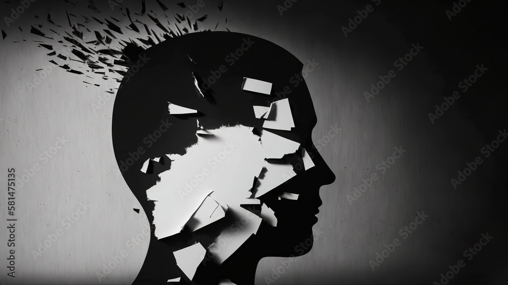 Human head paper cut illustration representing mental health issues ...