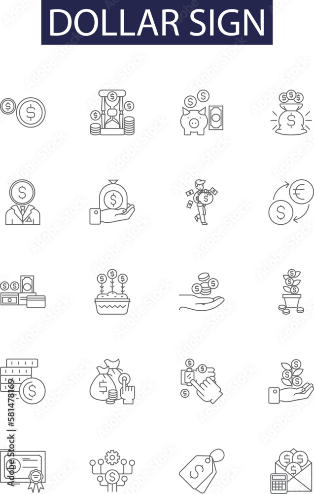 Dollar sign line vector icons and signs. Sign, Currency, Symbol, Money ...