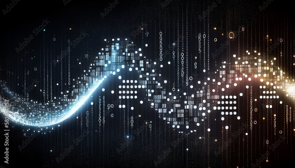 Binary Computer Matrix Code Data Stream Abstract Background Showing A Coding Transmission Over