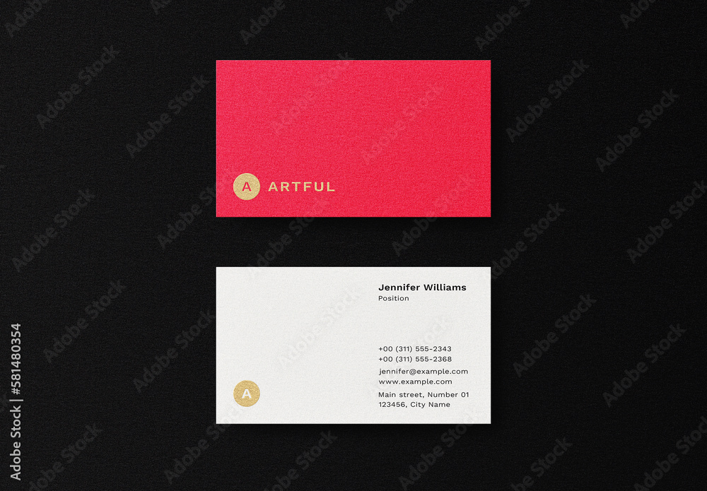 Red Gold Foil Business Card Logo Effect Mockup Template Stock Template ...