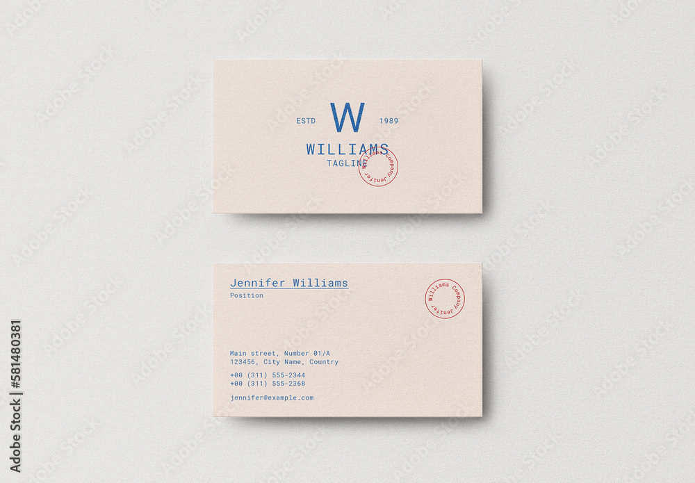 Minimal Beige Business Card Logo Effect Mockup Template Stock Template ...
