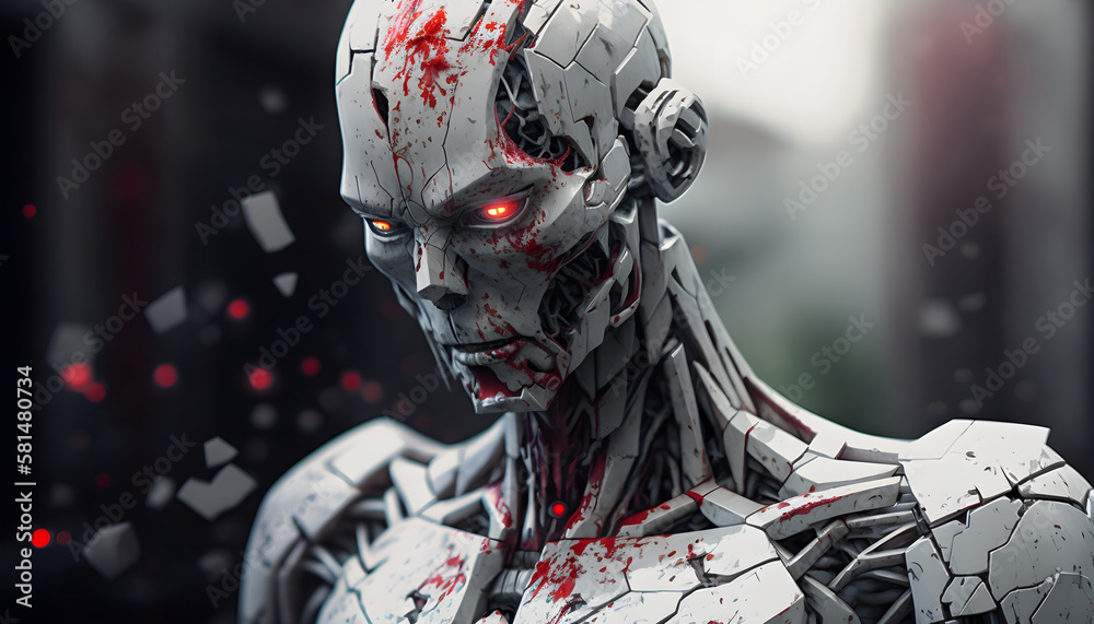 Destroyed Humanoid Android, Evil Artificial Intelligence - Generated by ...