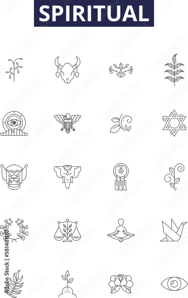 Spiritual line vector icons and signs. Holy, Divine, Mystic, Sacred ...
