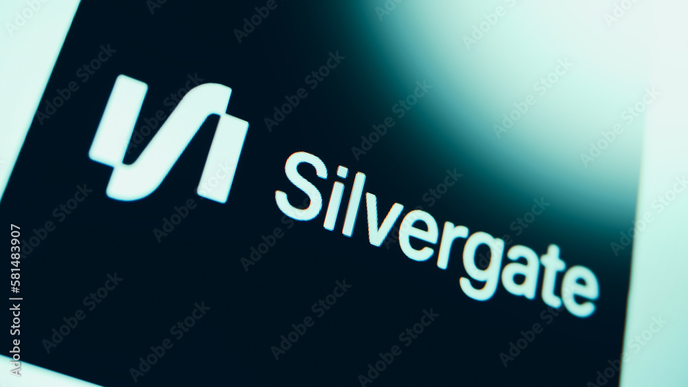 Foto de Bangkok Thailand. March 15 2023. Silvergate Bank logo. Brands logo of Silvergate Bank on ...