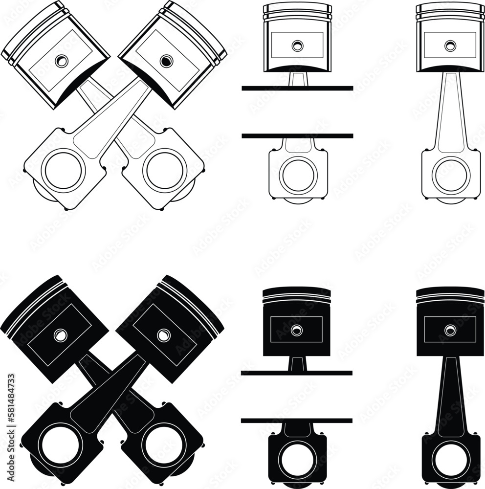 Crossed motorcycle pistons. Design element for poster, flyer, card ...