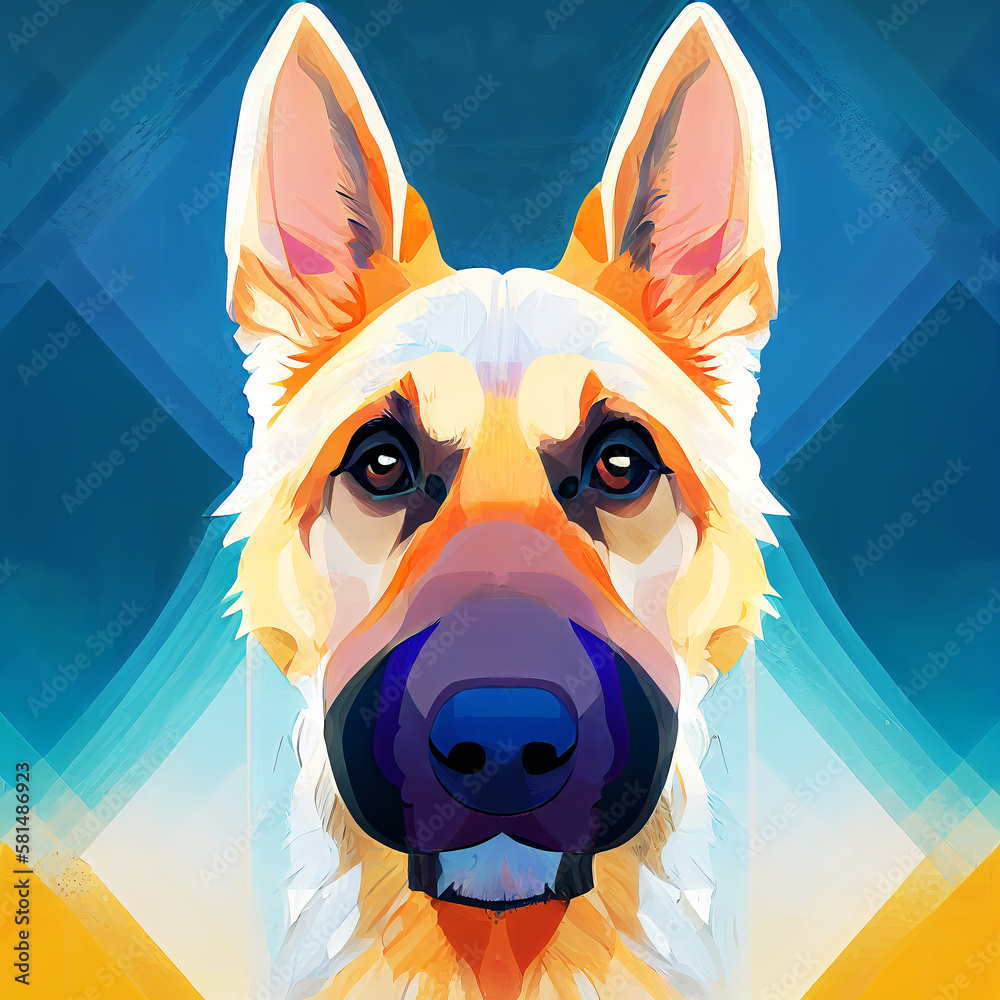 Artistic stylized portrait of a German Shepherd. Abstract portrait of a ...