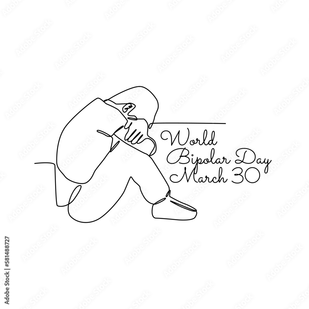 single line art of world bipolar day good for world bipolar day ...