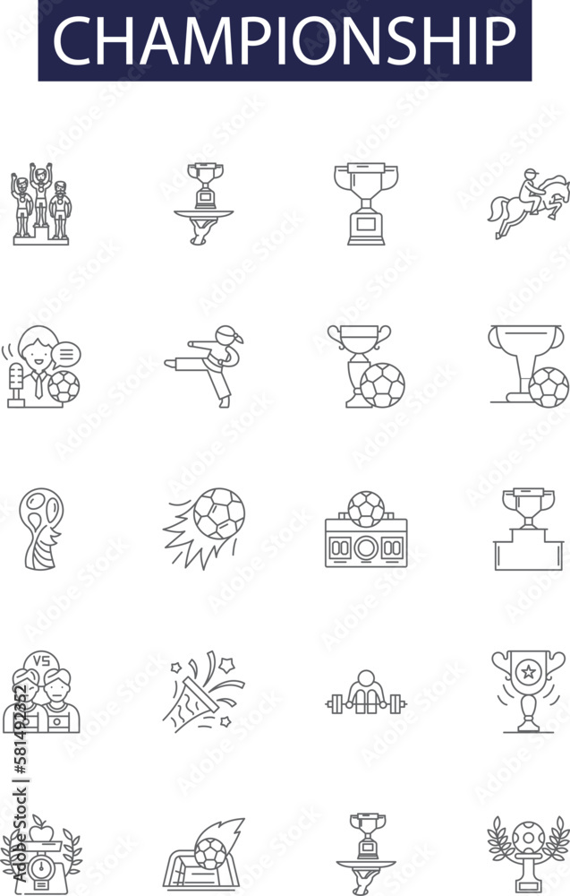 Championship line vector icons and signs. Competition, Trophy, Title ...