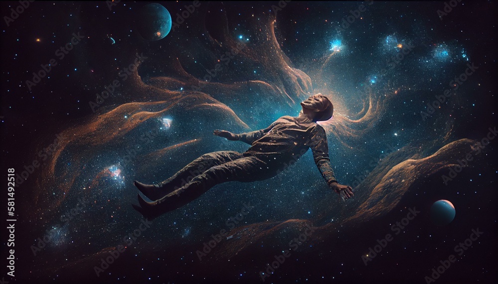 Person Floating In Outer Space