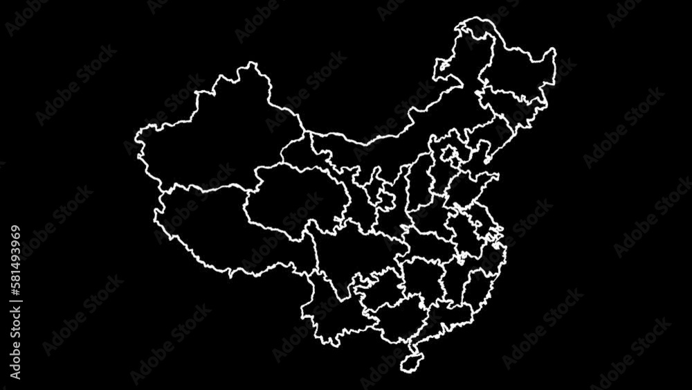 Wiggling Map of China Drawing Stock Video | Adobe Stock