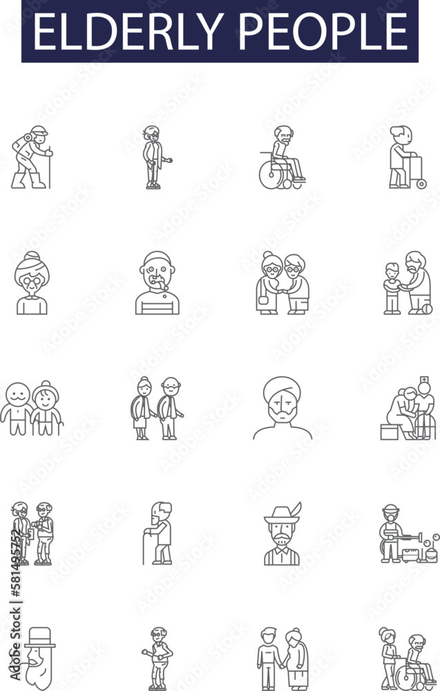 Elderly people line vector icons and signs. People, Aged, Seniors ...
