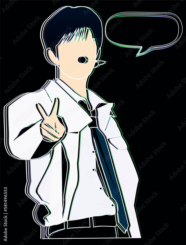 digital vector illustration of a male k-pop idol sketch image. South ...