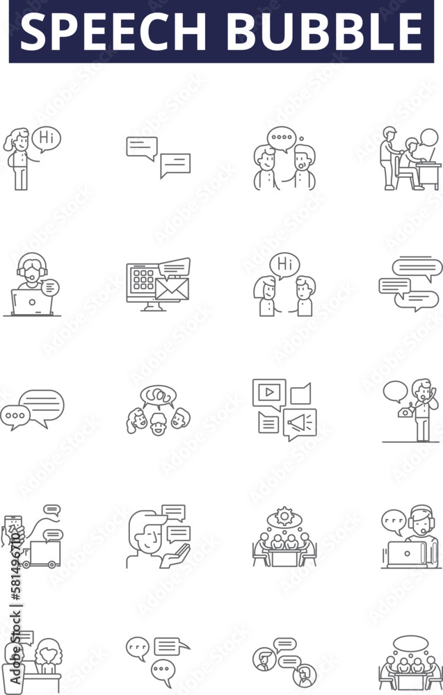 Speech bubble line vector icons and signs. Speech, Conversation, Word ...