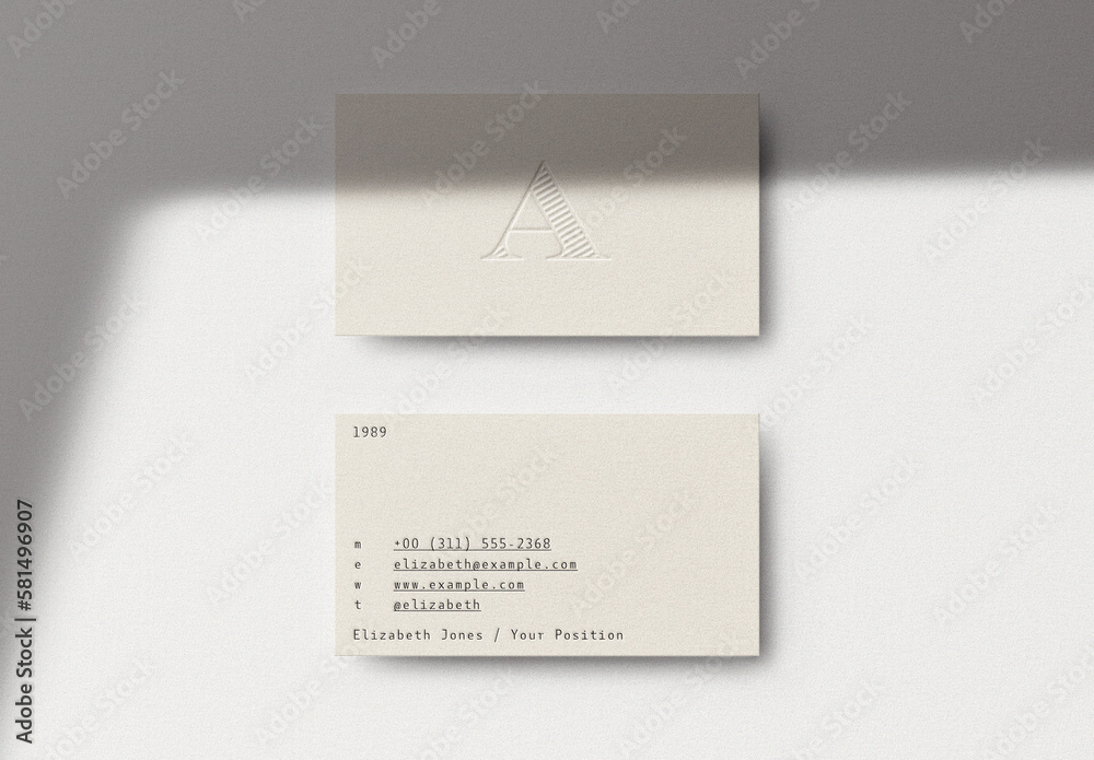 Minimal White Shadow Business Card Logo Effect Mockup Template Stock ...