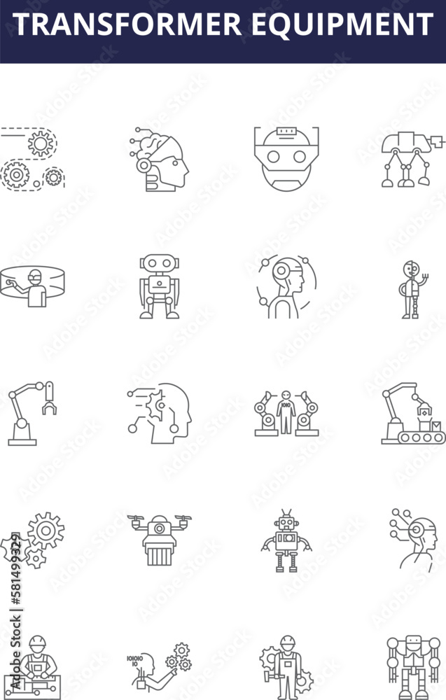Transformer equipment line vector icons and signs. Equipment, Power ...