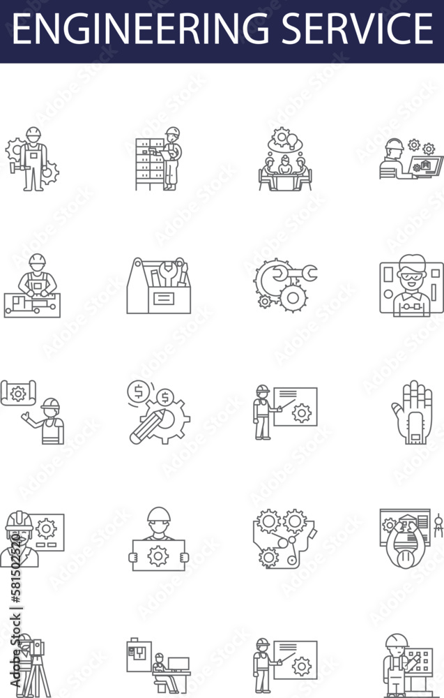 Engineering service line vector icons and signs. Service, Consultancy ...