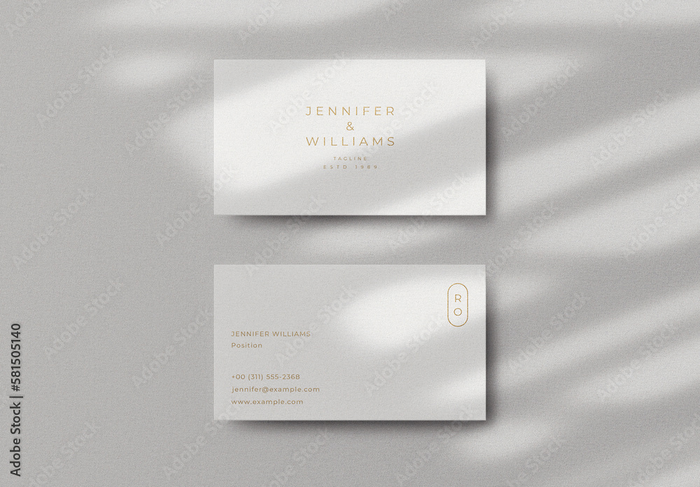 White Shadow Gold Business Card Logo Effect Mockup Template Stock ...