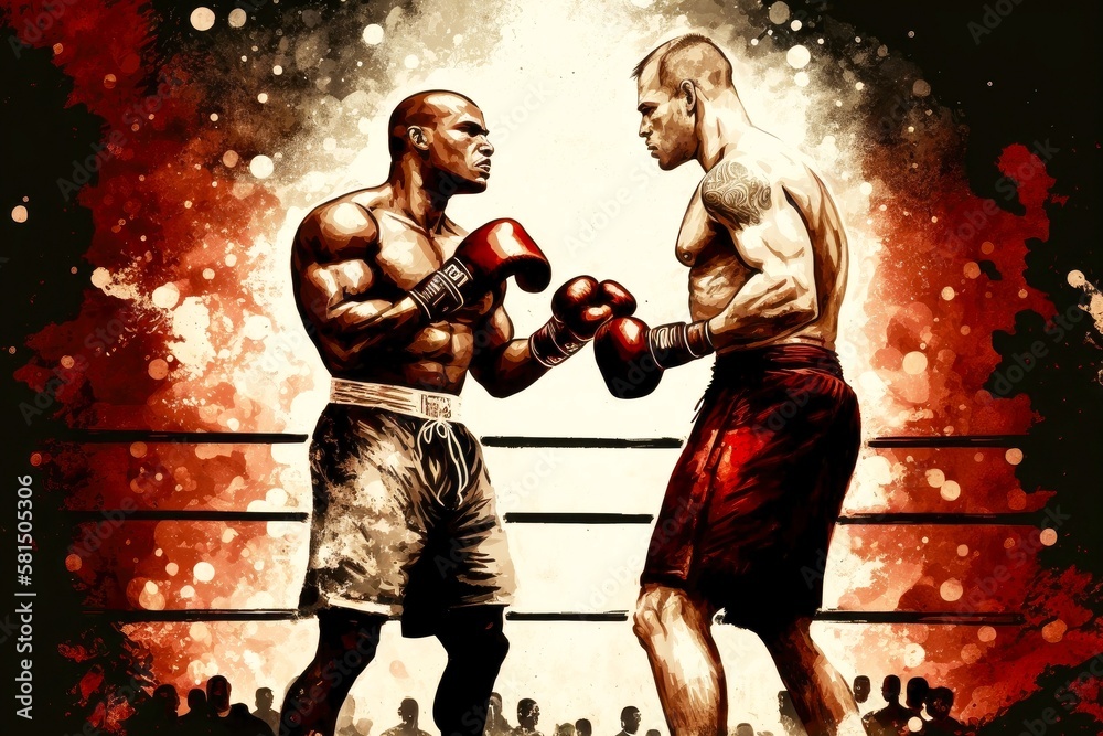 challenge two boxers fight athletes in ring mixed martial arts mma ...