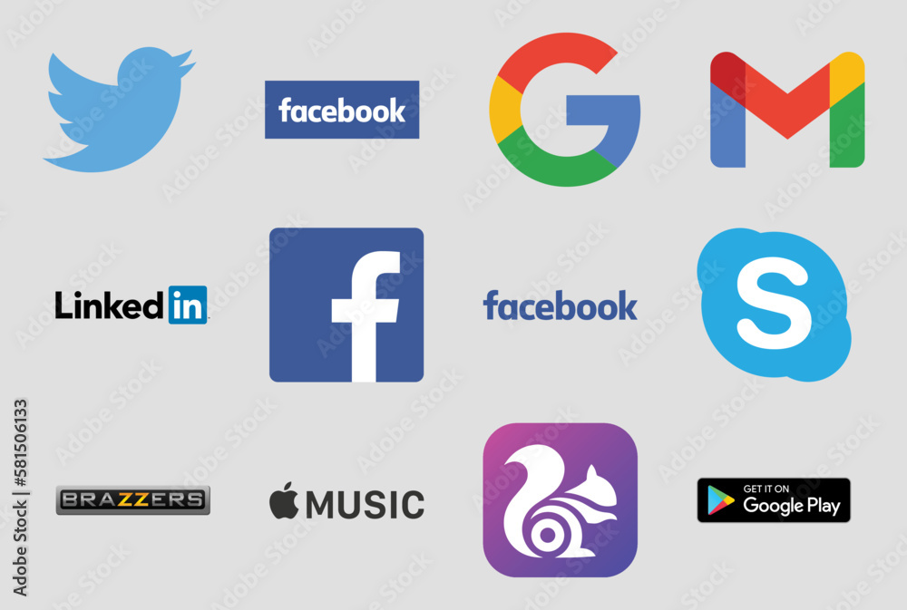 Collection of internet brand logo. Editorial vector logo collection ...