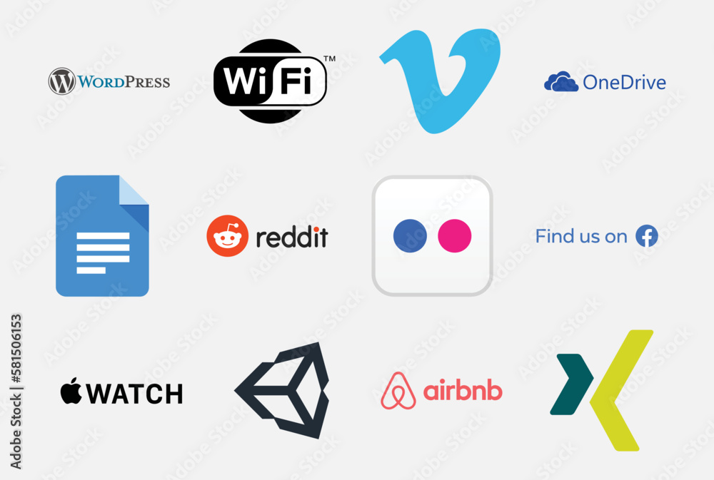 Collection of internet brand logo. Editorial vector logo collection ...