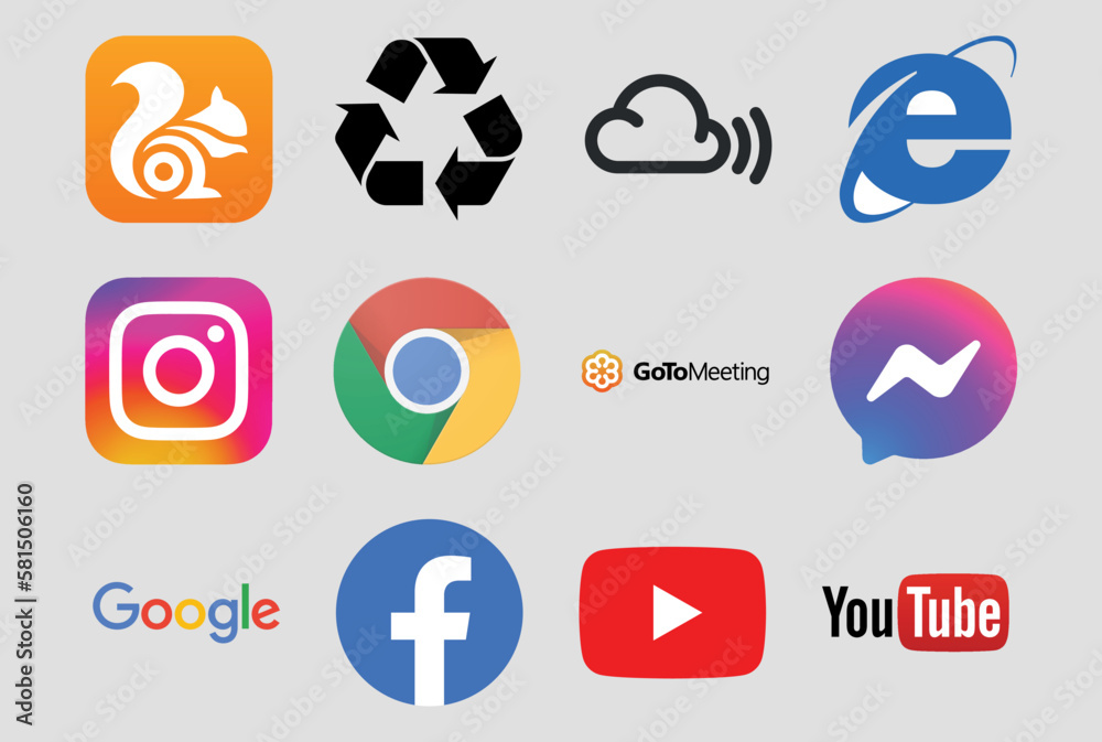 Collection of internet brand logo. Editorial vector logo collection ...