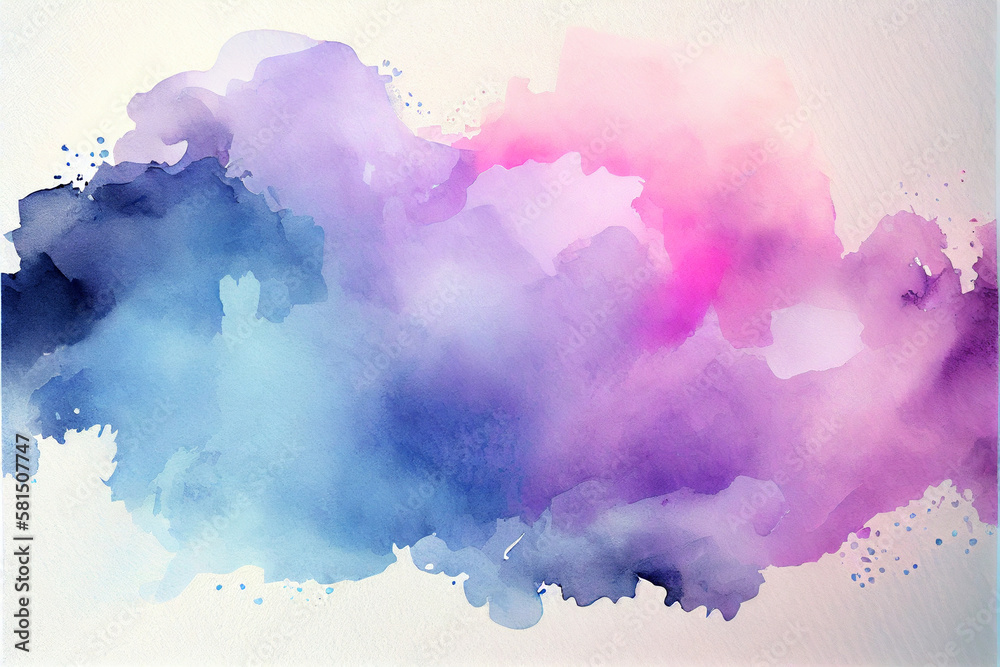 Stained and blurry diffuse spots of colored watercolor on white paper ...