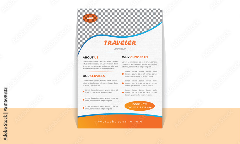 New travel flayer with wonderful colour combination. Professional ...