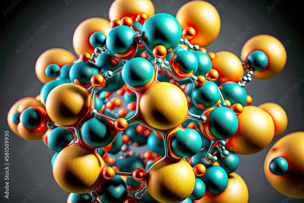 atoms depicted in form of spheres connected in common structure in ...