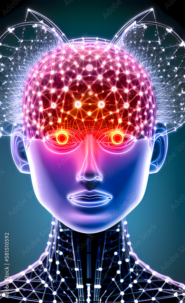 Artificial Intelligence (AI), self-presentation portrait. AI-generated ...