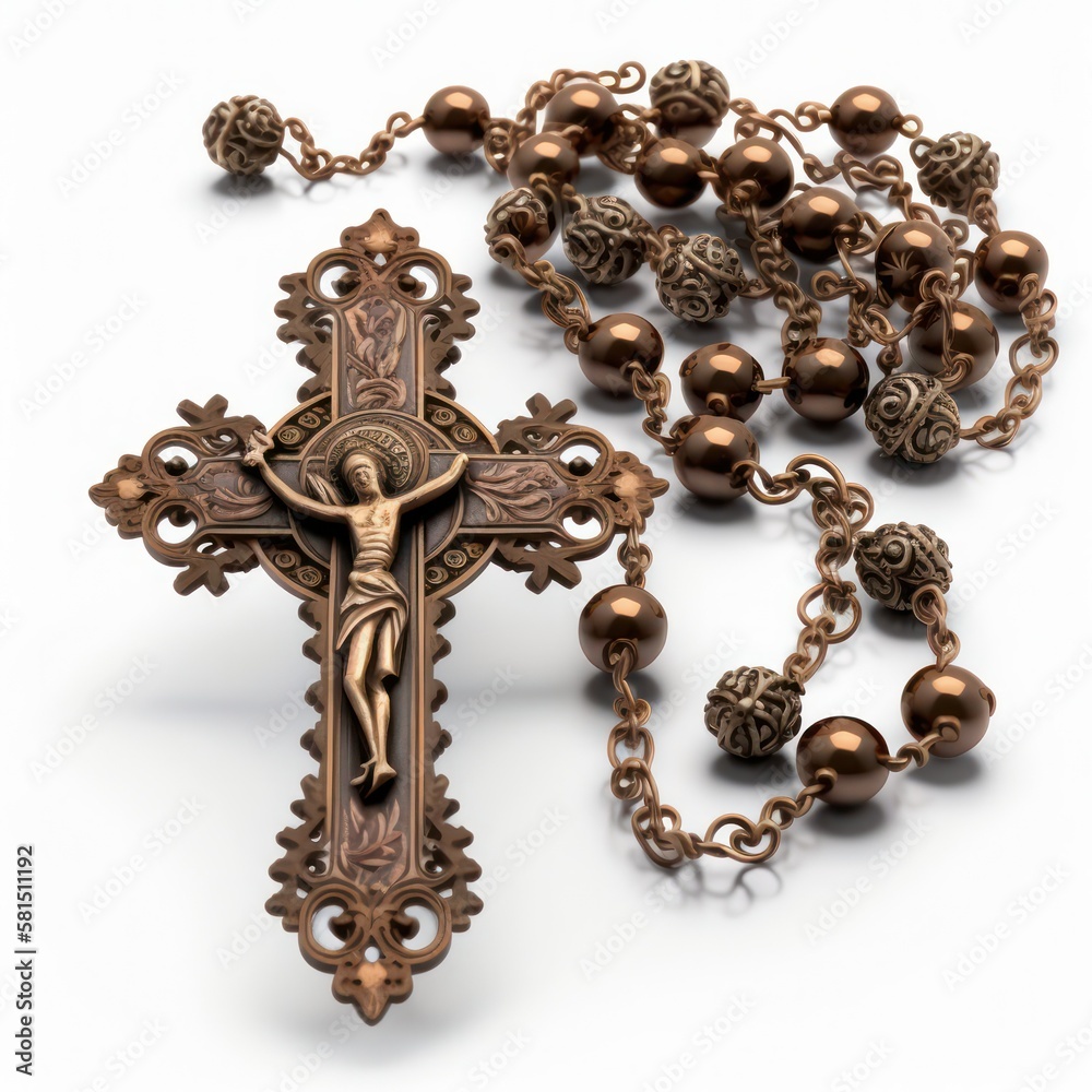 Ornate rosary with intricate beads and cross, a symbol of faith and ...