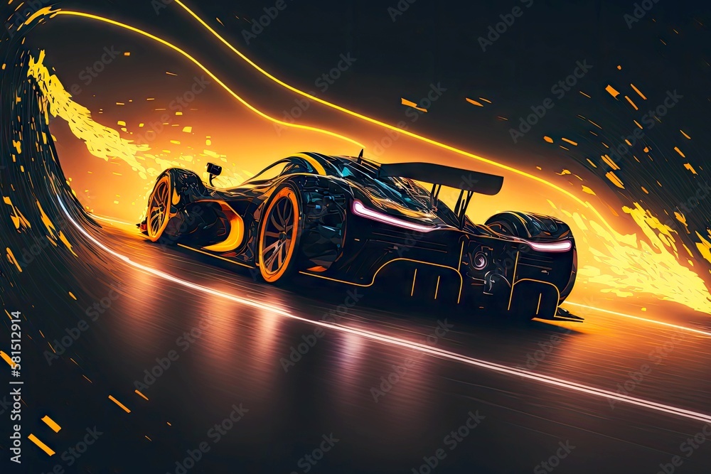 sports car on race track in night motorsport, generative ai, created ...