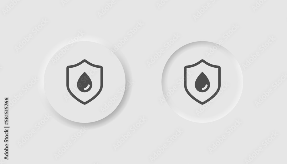 Waterproof icon in neumorphism style. Icons for business, white UI, UX ...