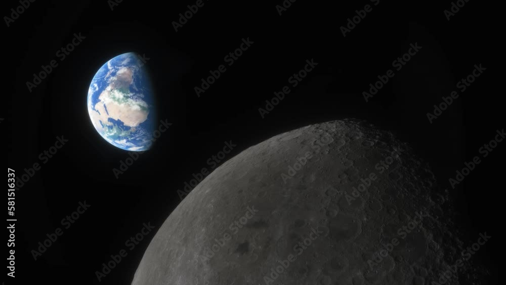 Lunar program, the spacecraft flies over the surface of the moon ...