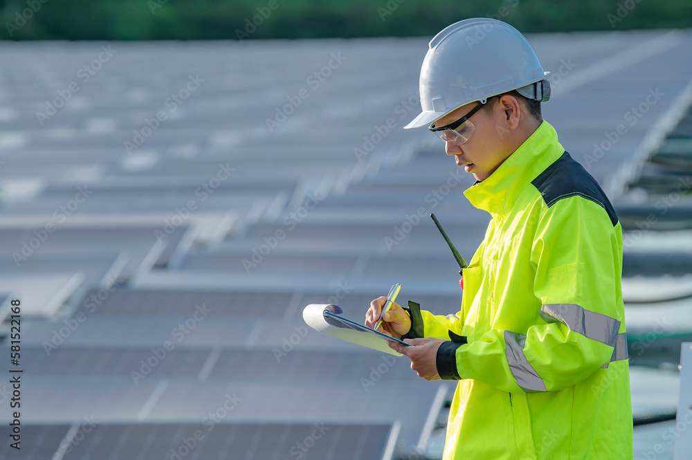 Asian engineer working at Floating solar power plant,Renewable energy ...
