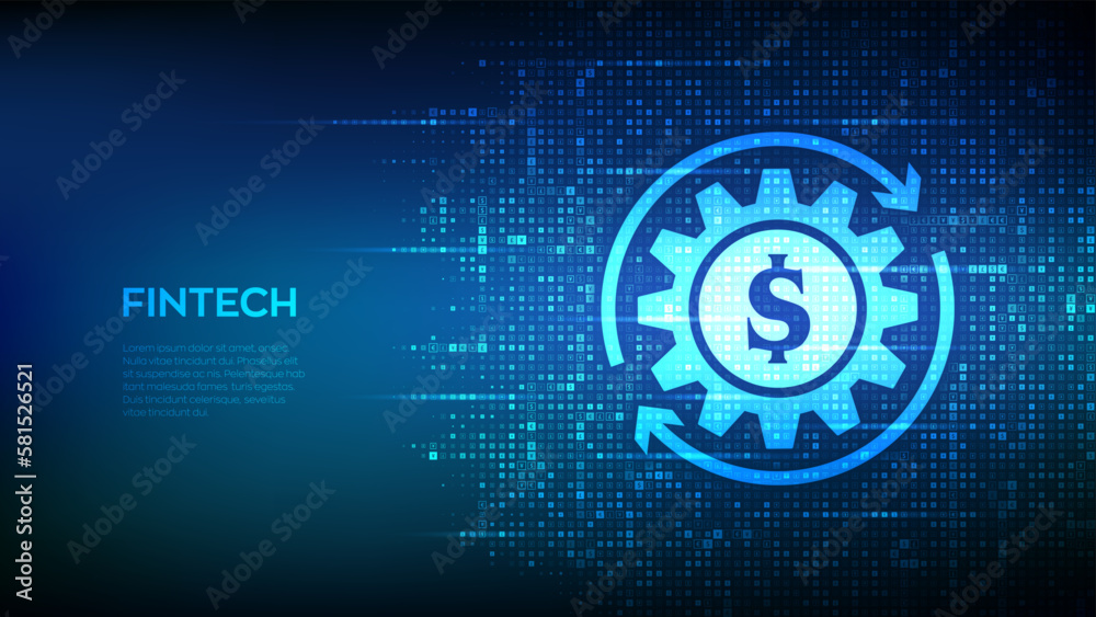 Fintech icon made with currency symbols. Financial technology, online ...