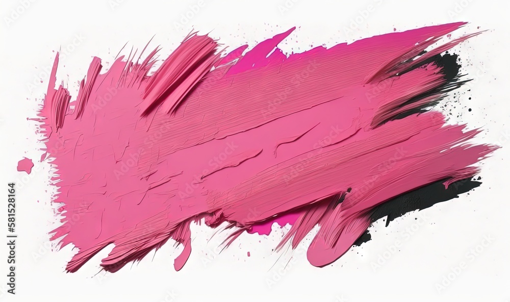 a pink and black brush stroke on a white background with a white ...