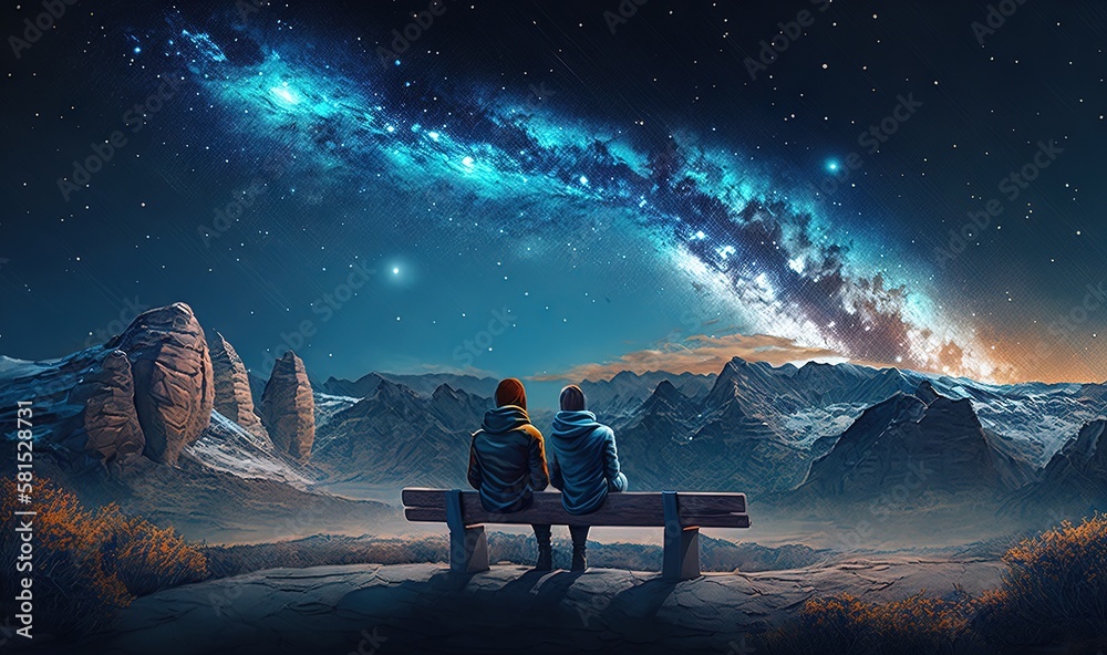 People Looking Up At The Night Sky