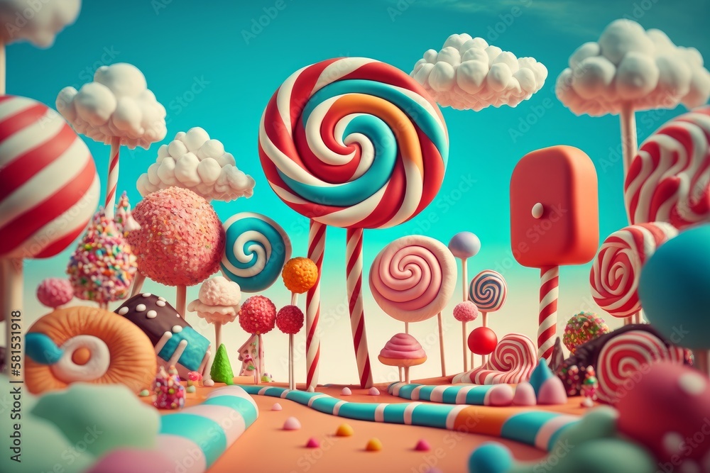 Candy Kingdom: A Hyper-Detailed Bokeh Wonderland with Giant Lollipops ...