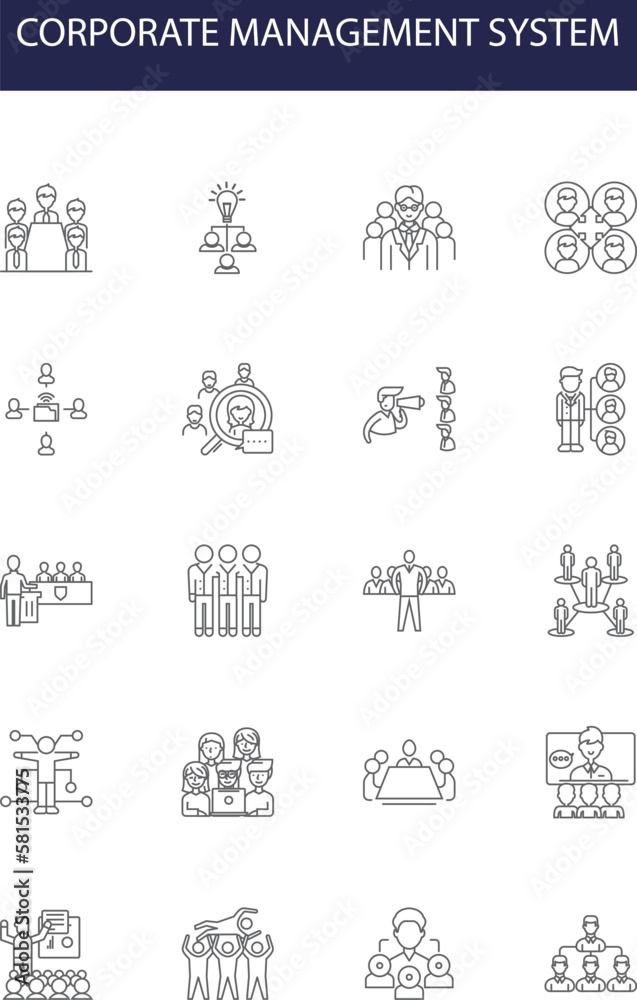 Corporate management system line vector icons and signs. business ... Corporate management system line vector icons and signs. business ...