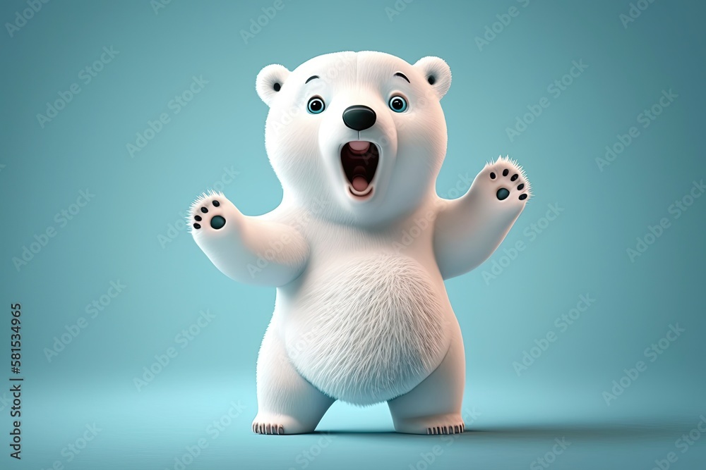 Cute 3D of surprised polar bear. Generative AI Stock Illustration ...